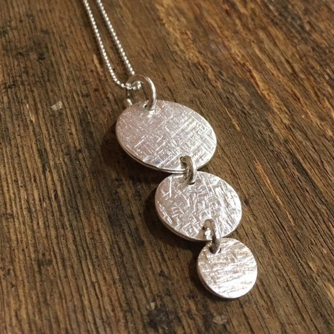 Triple Round Disc Textured Pendant 925 Sterling Silver Hallmarked - Etsy.de