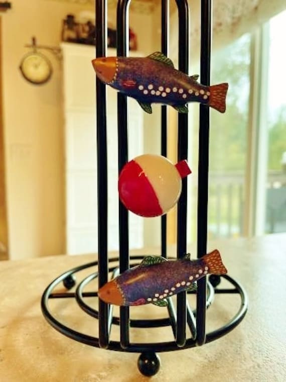Rustic Cabin Fish With Bobber Paper Towel Holder - Etsy