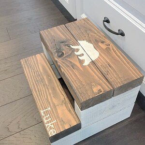 Personalized Rustic Kids Step Stool With Graphic - Etsy