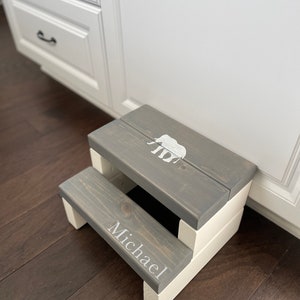 Personalized Rustic Kids Step Stool With Graphic - Etsy