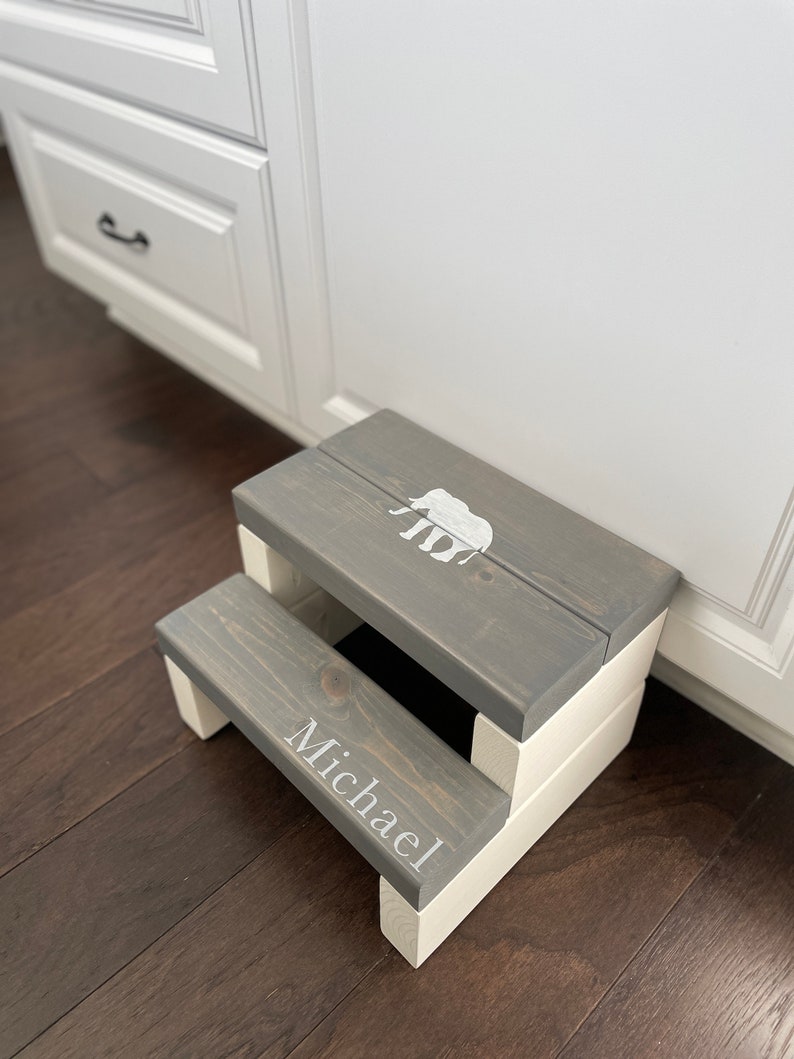Personalized Rustic Kids Step Stool With Graphic Toddler Step - Etsy
