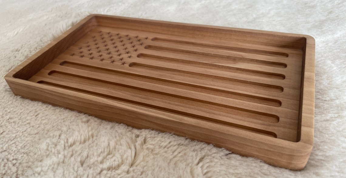 Engraved American Flag Wood Tray: USA Catch All Tray - Etsy