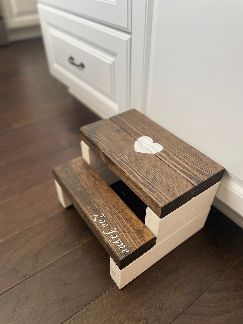 Personalized Rustic Kids Step Stool With Graphic Toddler Step - Etsy