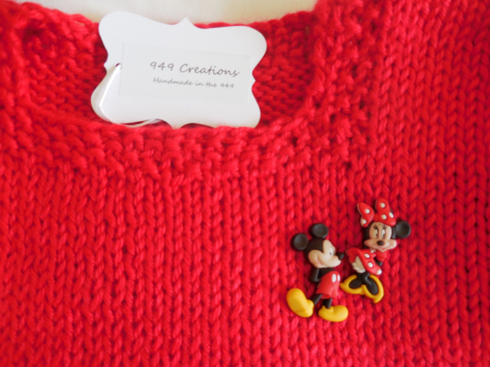 Handmade Knit Red Baby Sweater With Mickey and Minnie Christmas Sweater ...