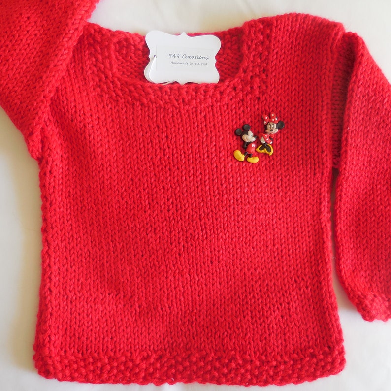 Handmade Knit Red Baby Sweater With Mickey and Minnie Christmas Sweater ...