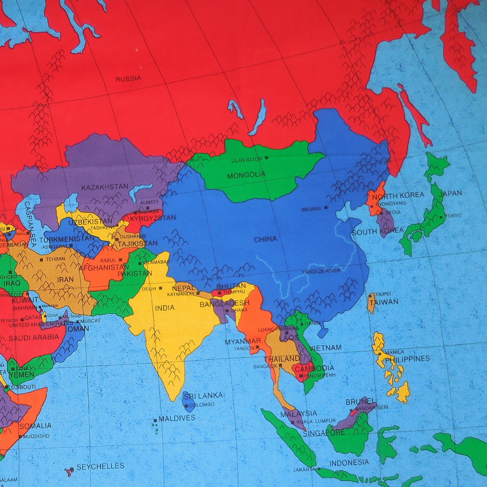 World Map Wall Hanging Panel Cloth Fabric Wall Hanging Panel With the ...