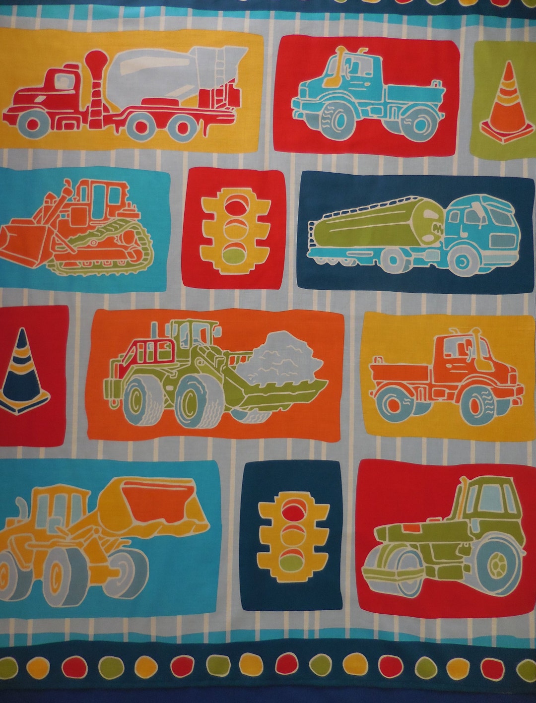 Wall Hanging Fabric Panel With Trucks - Fabric Panel With Construction ...
