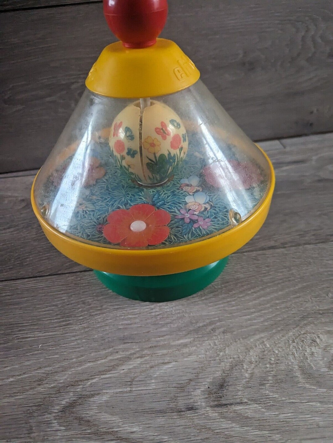 Vintage Chicco Italian Spinning Top Bee Flowers Retro Toy Kids ...