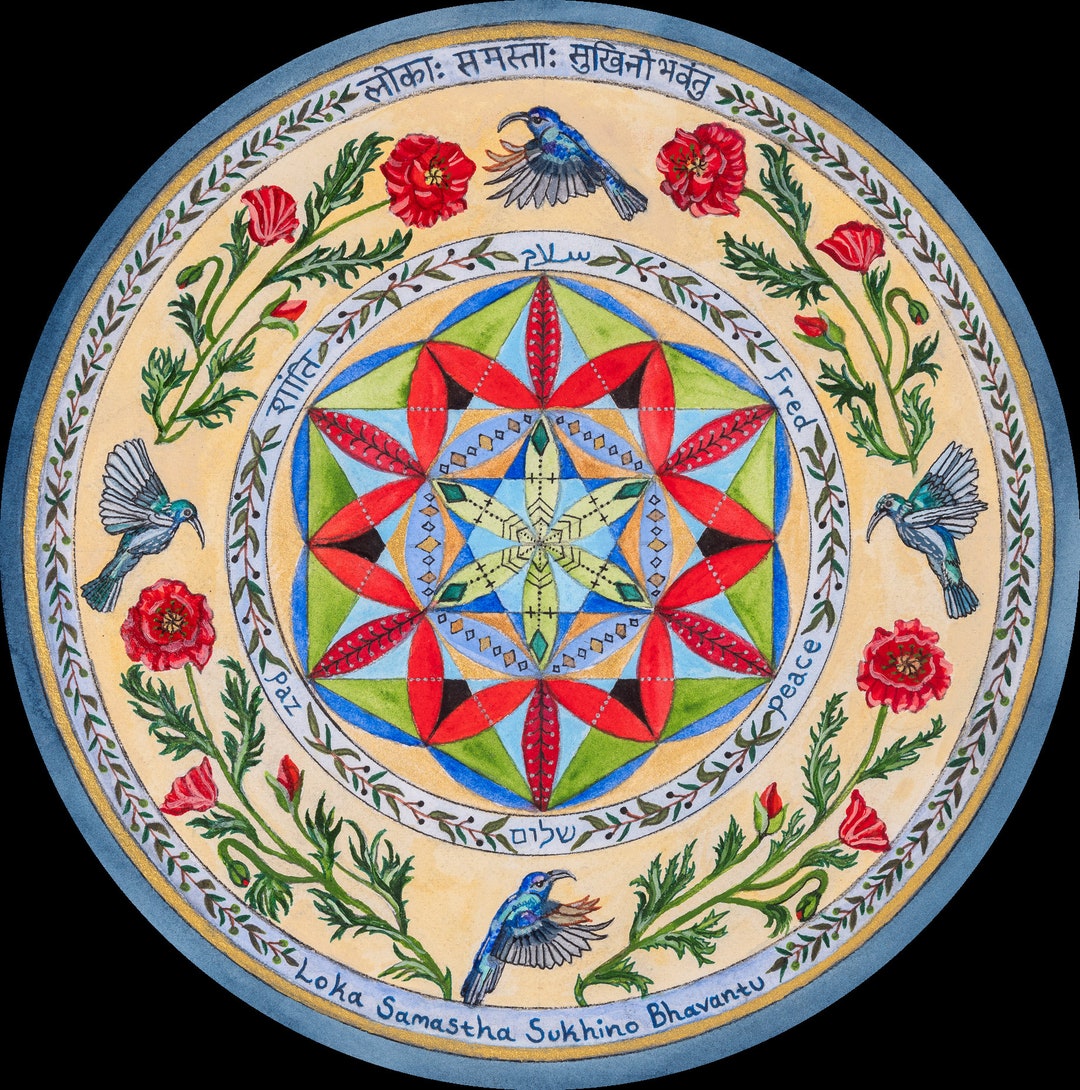 Peace Shalom Salaam Mandala Sticker, Free Palestine, Flower of Life ...