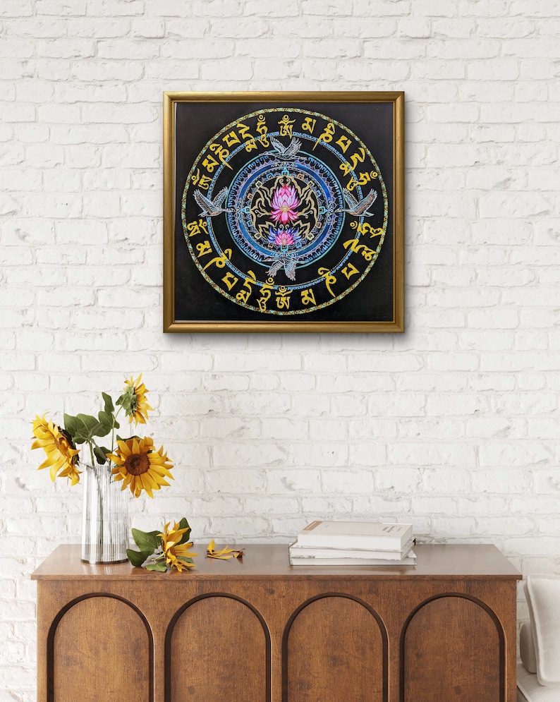 Om Mani Padme Hum Canvas Print: Tibetan Mandala Buddhist Art (12"x12 ...