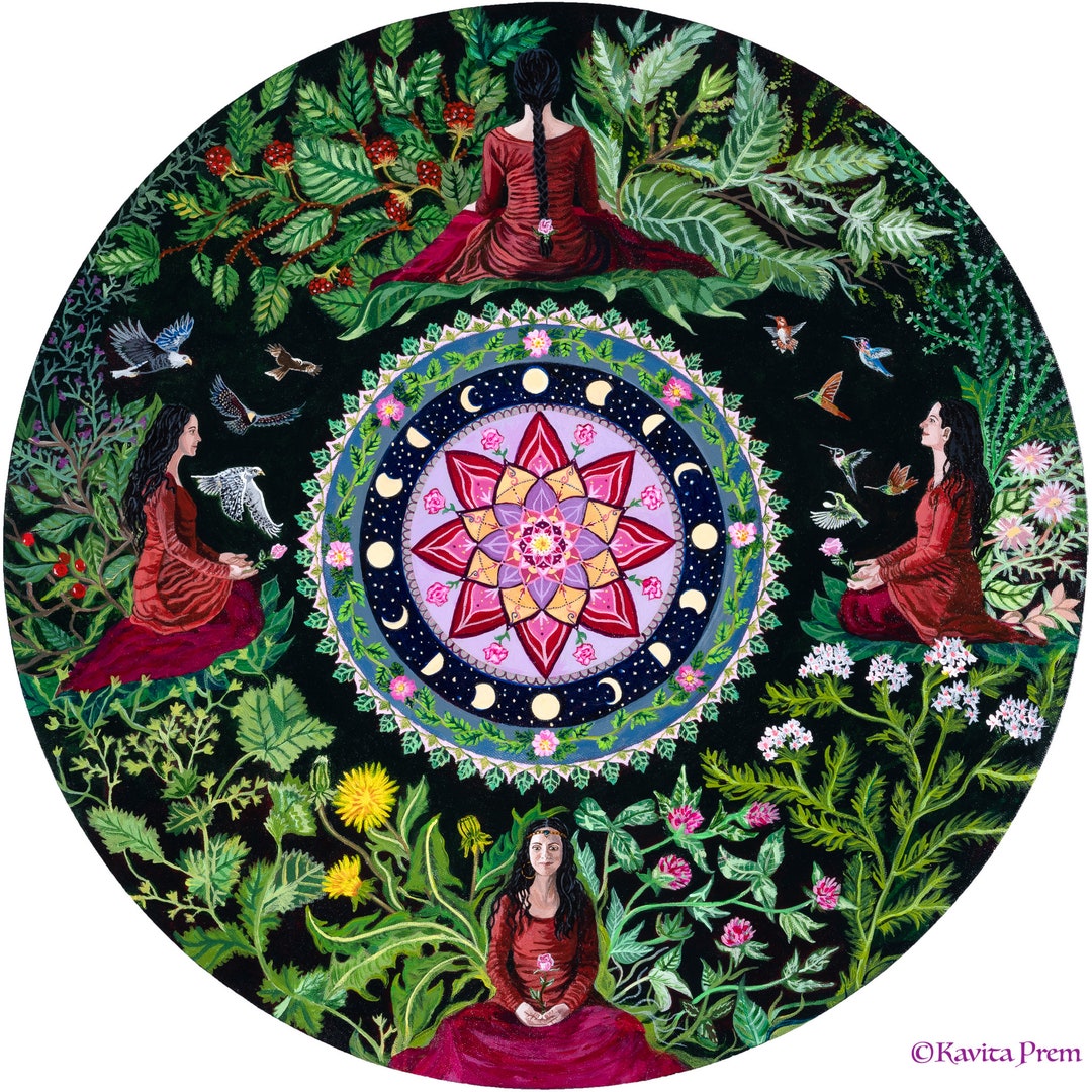 Square Postcard inner Seasons, Feminine Art, Cycle Art, Moon Phases ...