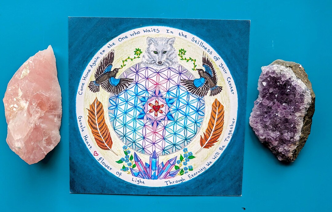 Flower of Light, Square Postcard, Mandala, Flower of Life, Sacred ...