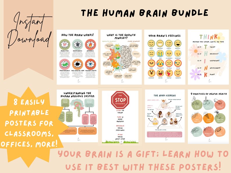 The Human Brain Poster Bundle - Etsy