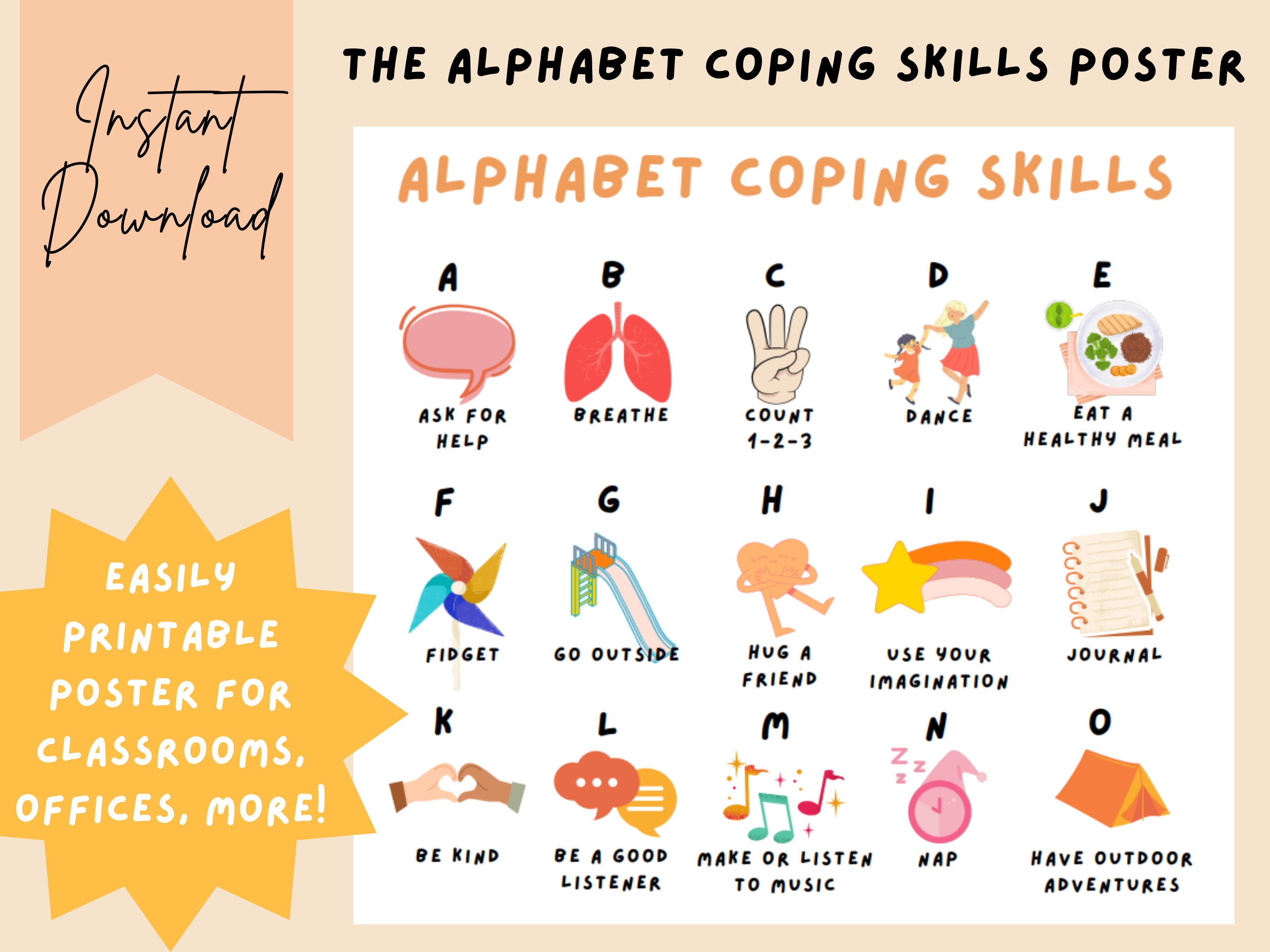 The Alphabet Coping Skills Poster - Etsy