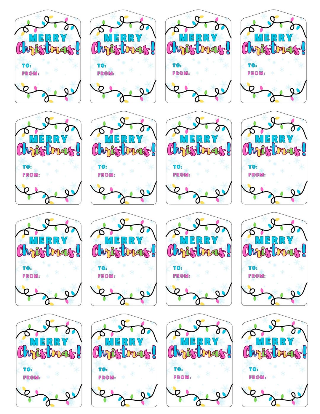 Bright Merry Christmas Gift Tag - Etsy