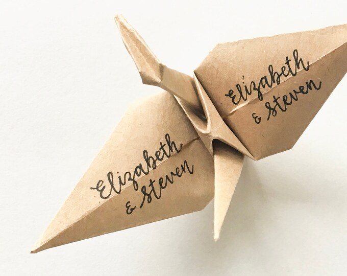 Personalized Handwritten Origami Paper Cranes - Kraft Paper, Cursive ...