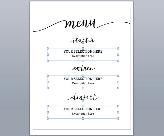 Simple Menu Template Starter, Entree, Dessert Printable, Instant ...