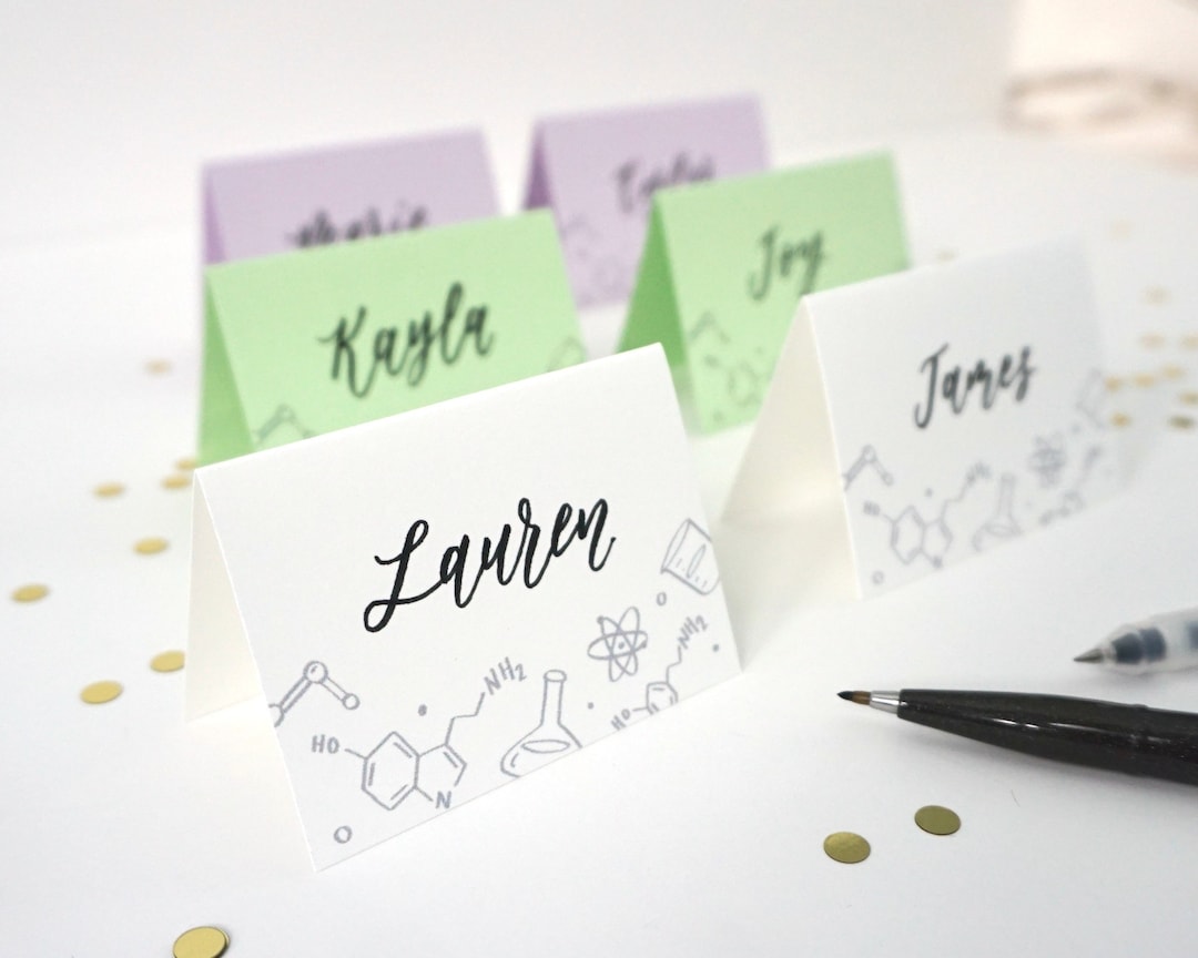 Chemistry Place Card Template - Science Theme Wedding, Escort, Stem ...