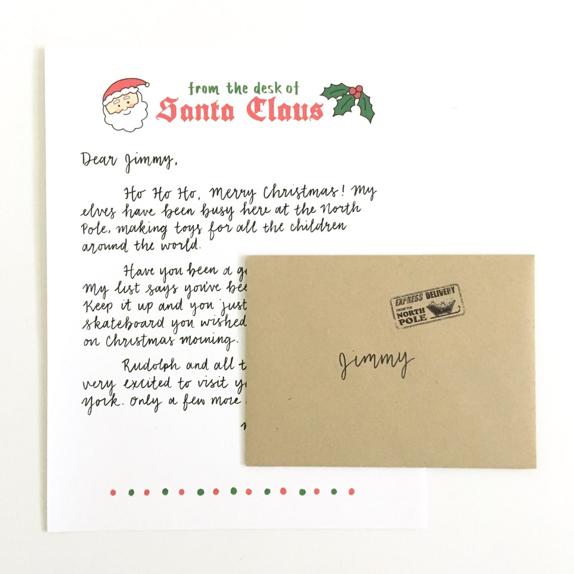 Handwritten Letter From Santa Cursive Personalized From | Etsy