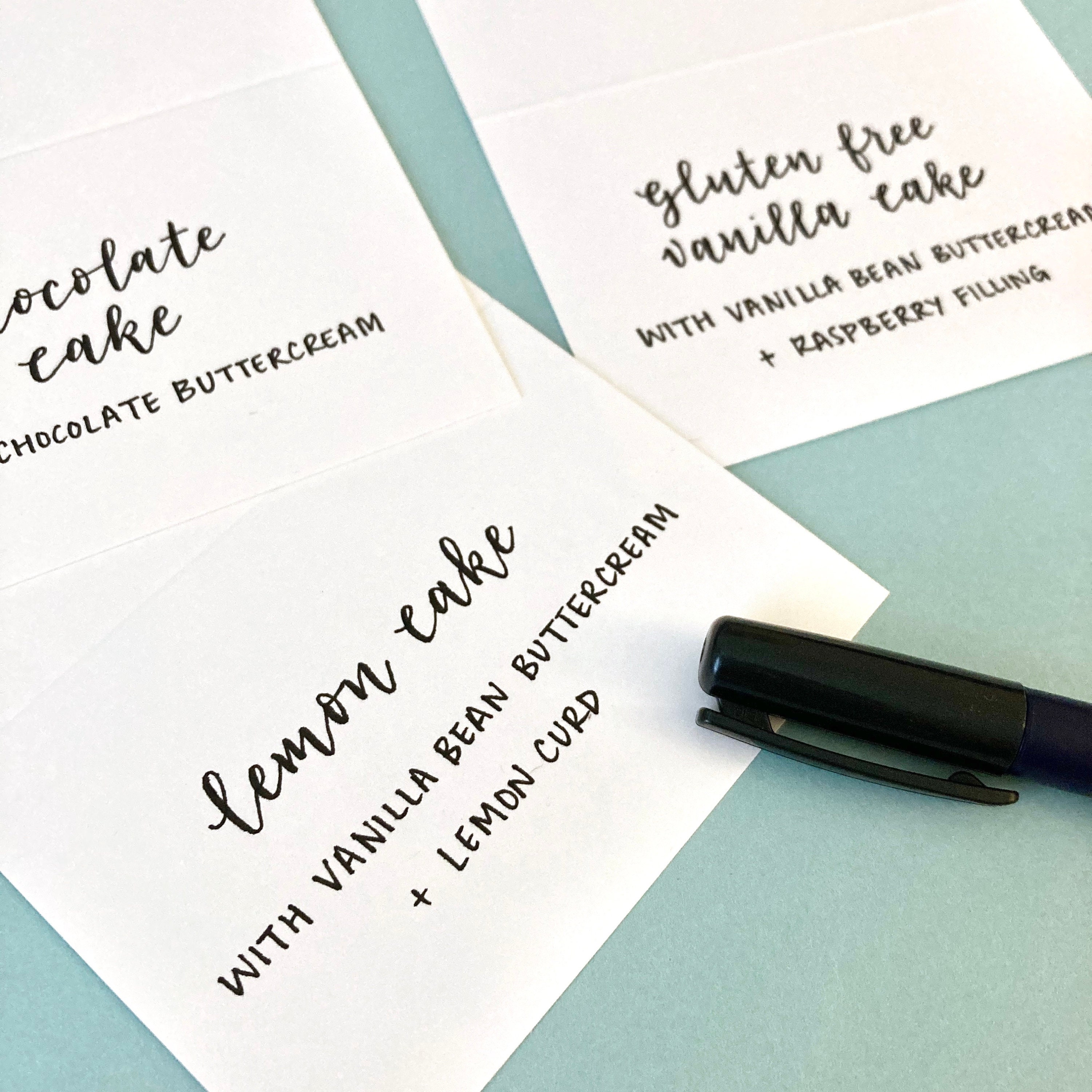 Buffet/cake Table Label Card - Black Ink Calligraphy on White Cards ...