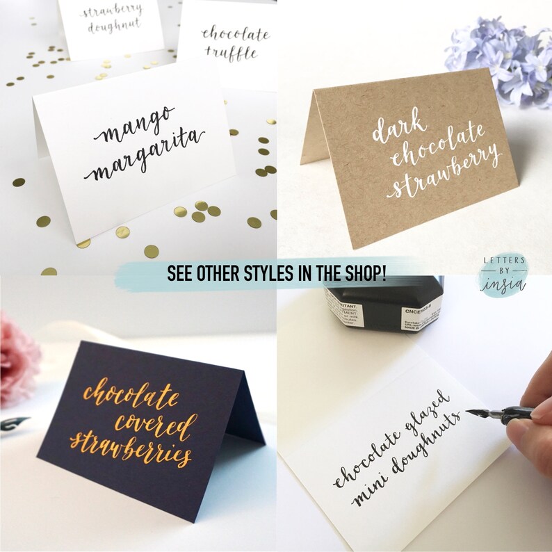 Buffet/cake Table Label Card - Black Ink Calligraphy on White Cards ...