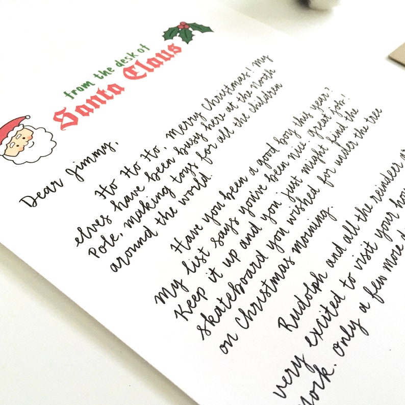 Handwritten Letter From Santa Cursive, Personalized Child's Gift, From ...