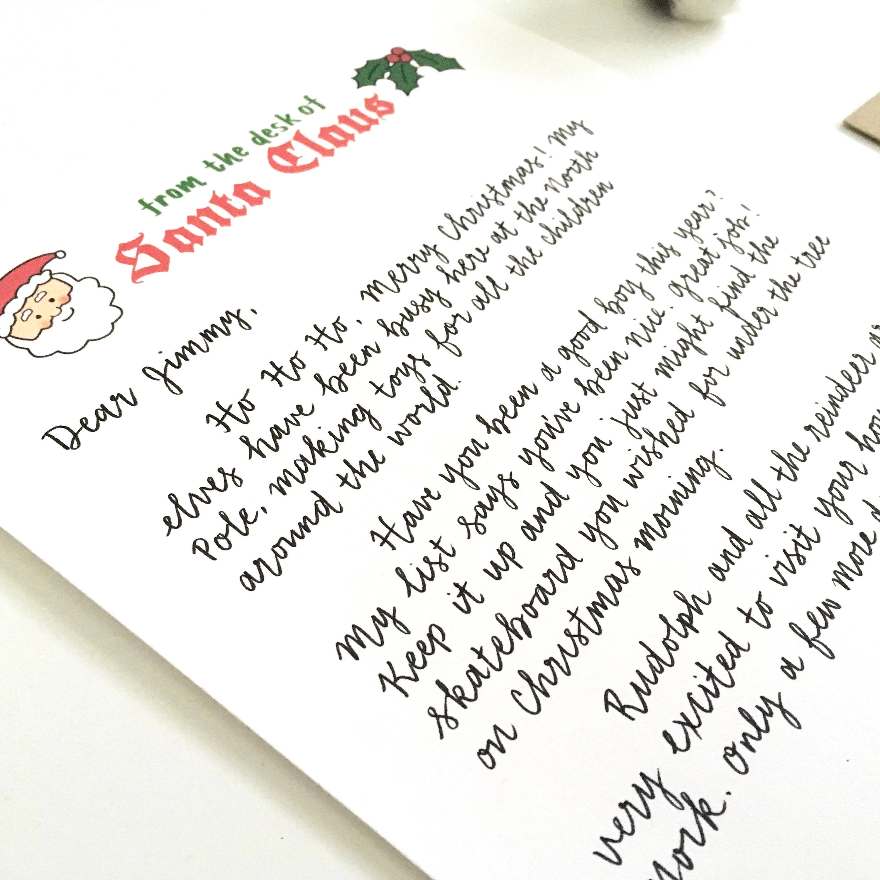 Handwritten Letter From Santa Cursive, Personalized Child's Gift, From ...