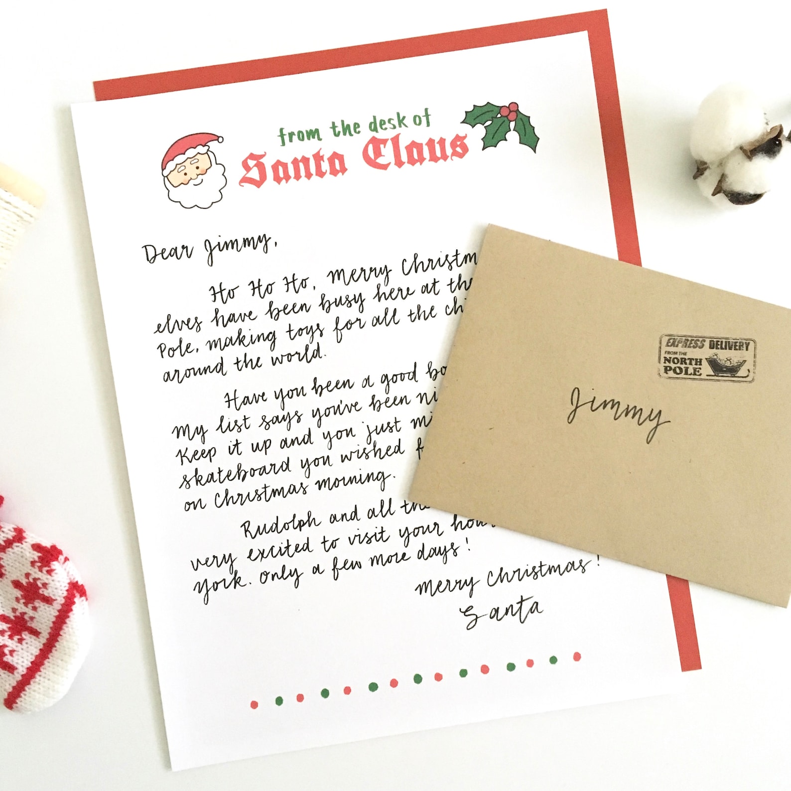 Handwritten Letter From Santa Cursive, Personalized Child's Gift, From ...