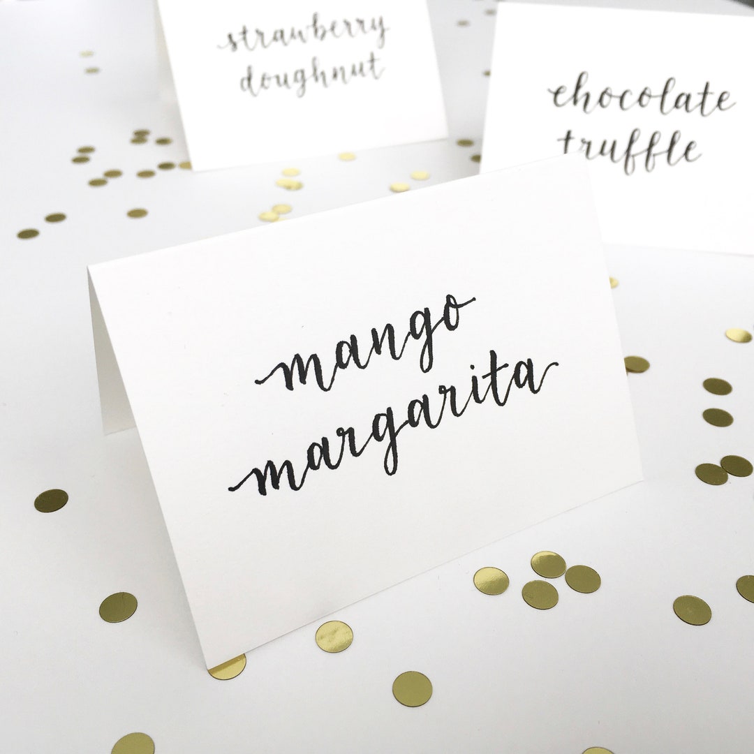 Buffet/cake Table Label Card - Black Ink Calligraphy on White Cards ...