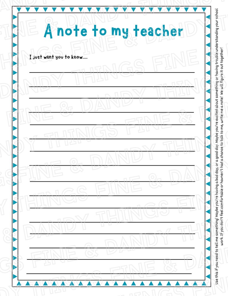 Teacher Handout Digital Download Start of Schoolroom Handouts Classroom ...
