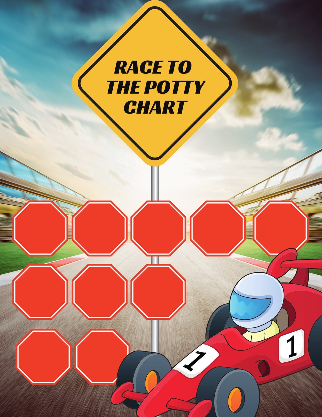 Race to the Potty Race Car Themed Potty Training Reward Chart - Etsy