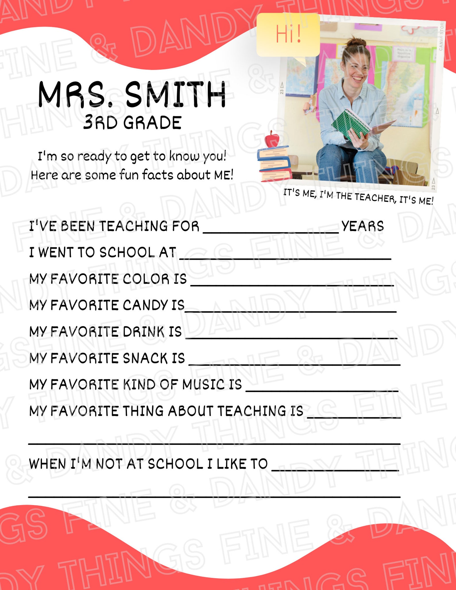 Teacher Handout Digital Download Start of Schoolroom Handouts - Etsy