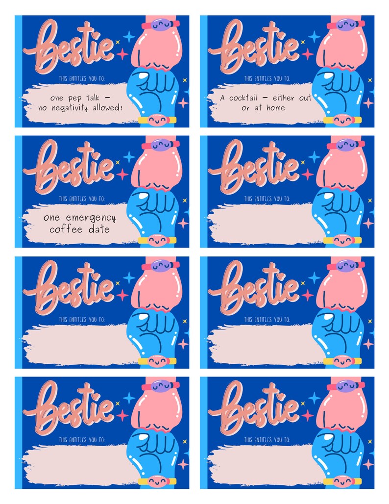 Best Friend BFF Besties Coupon Book Gift for Friends Valentines or ...