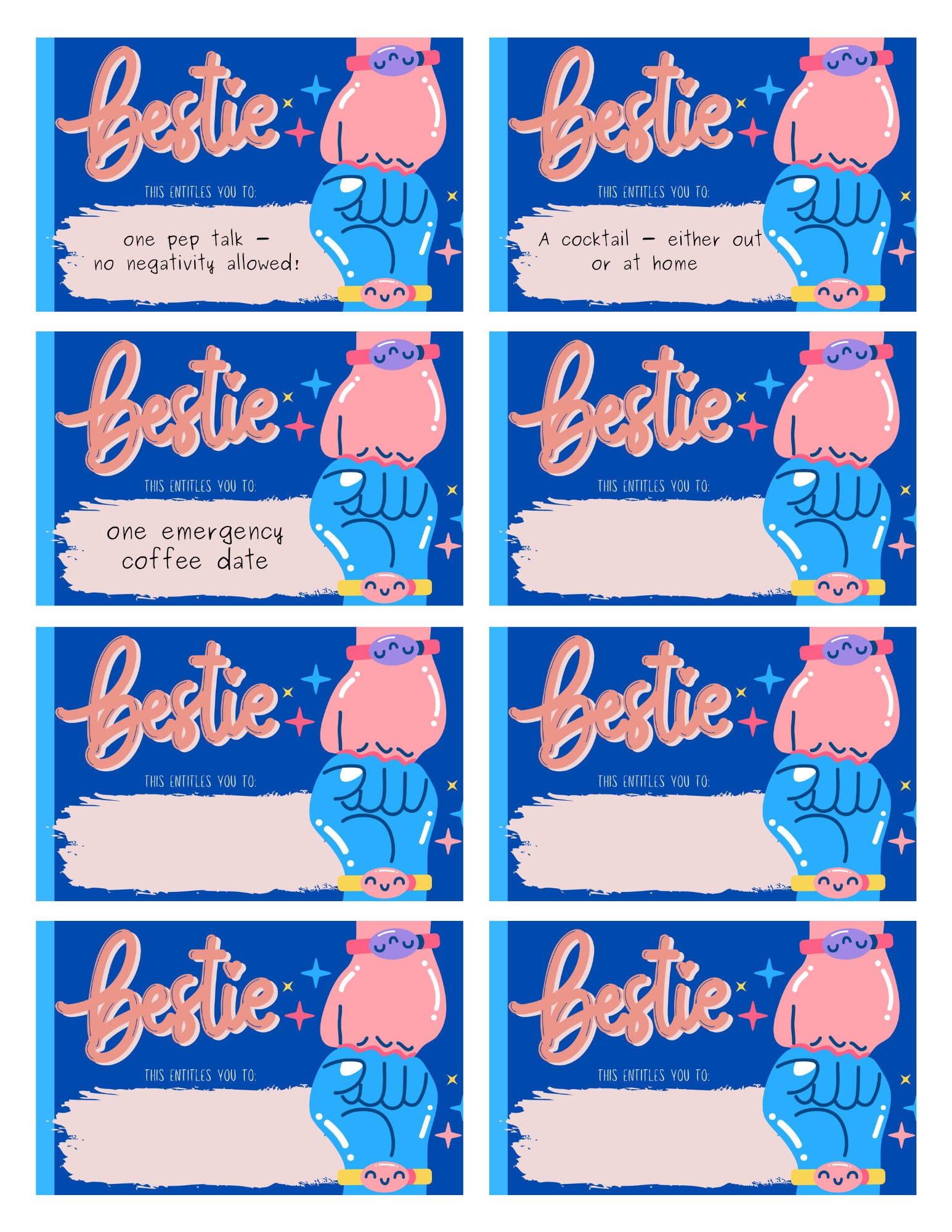 Best Friend BFF Besties Coupon Book Gift for Friends Valentines or ...