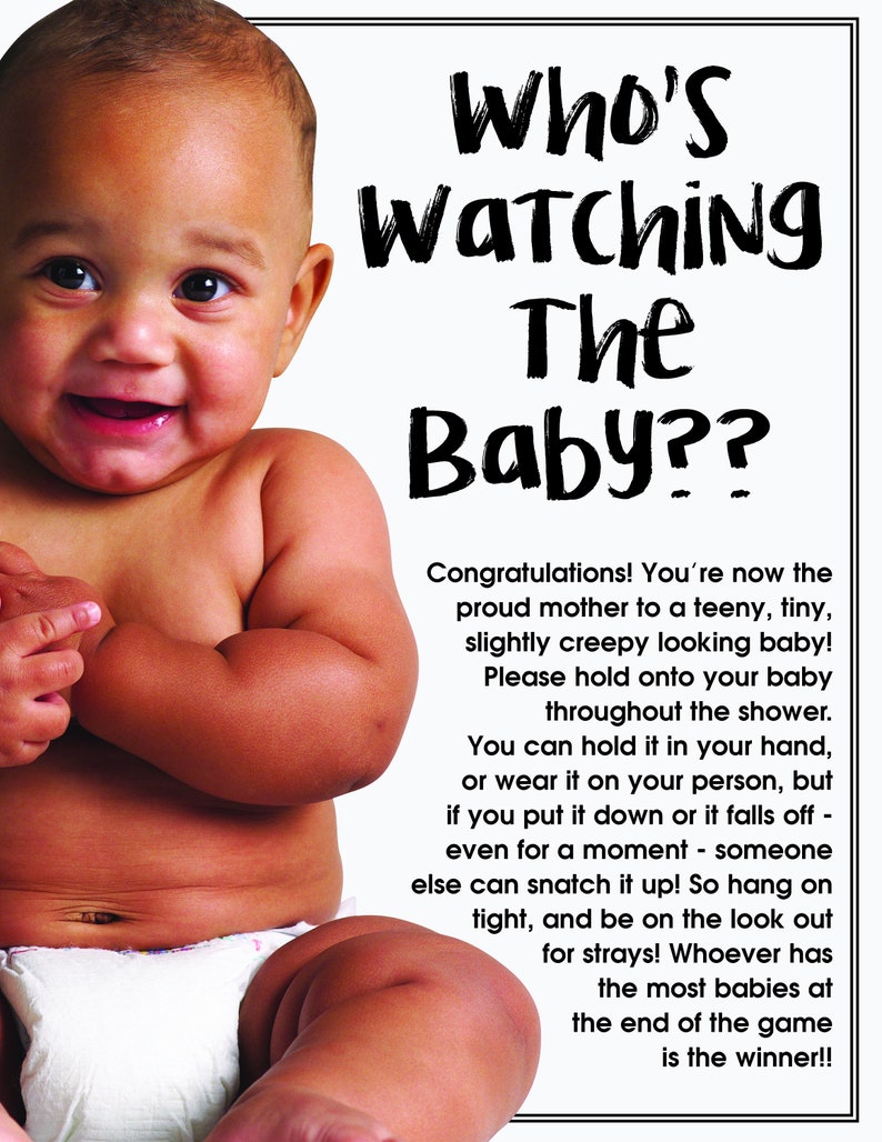 Who is Watching the Baby? Baby Shower Game Sign - Etsy