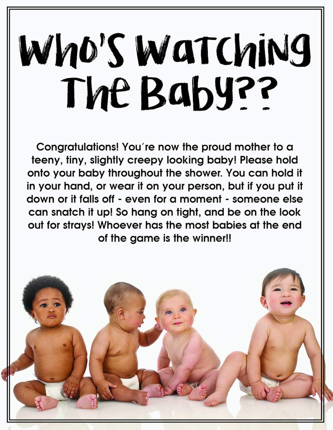 Who is Watching the Baby Baby Shower Game Sign - Etsy