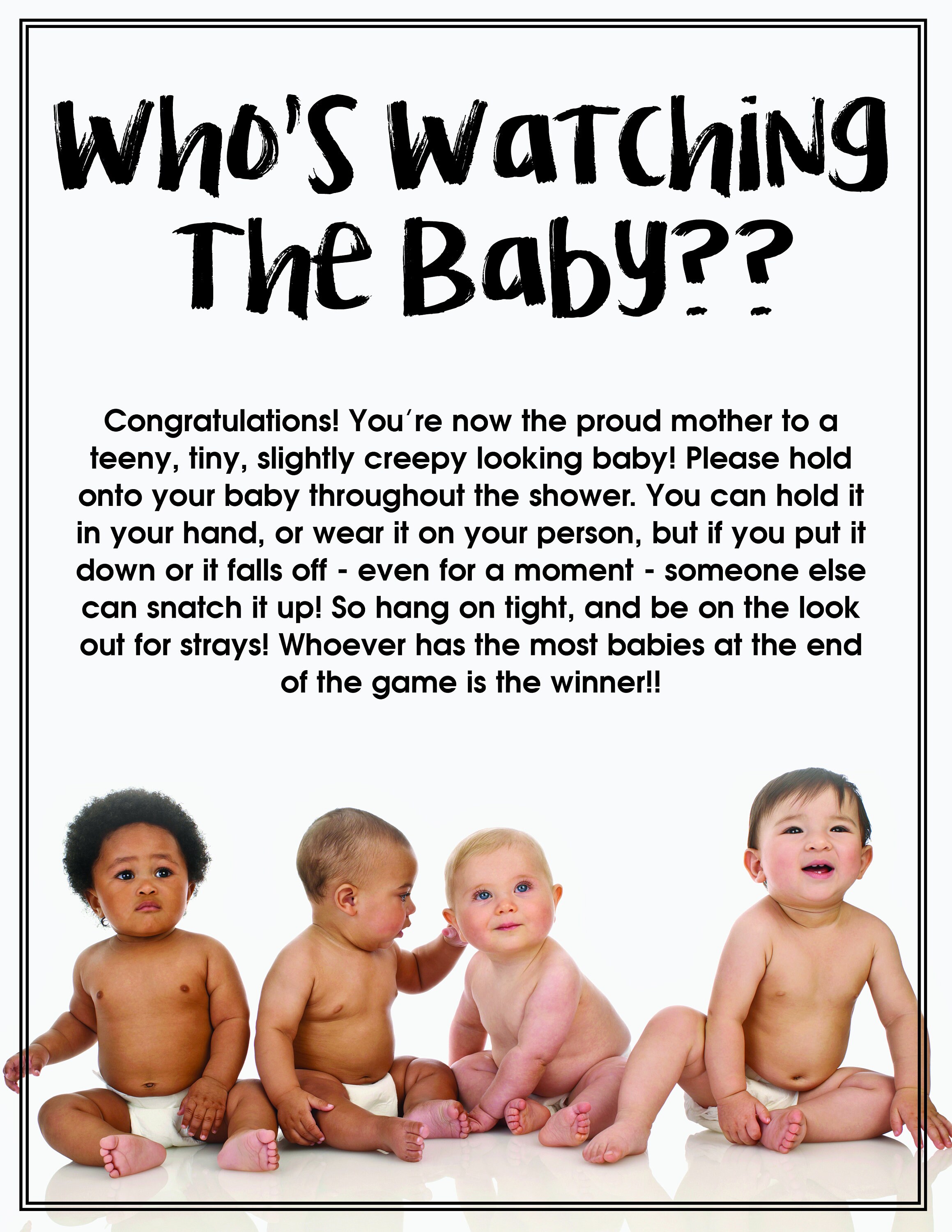 Who is Watching the Baby? Baby Shower Game Sign - Etsy