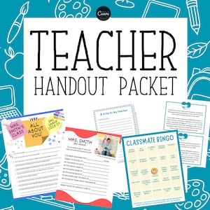 Teacher Handout Digital Download Start of Schoolroom Handouts Classroom ...