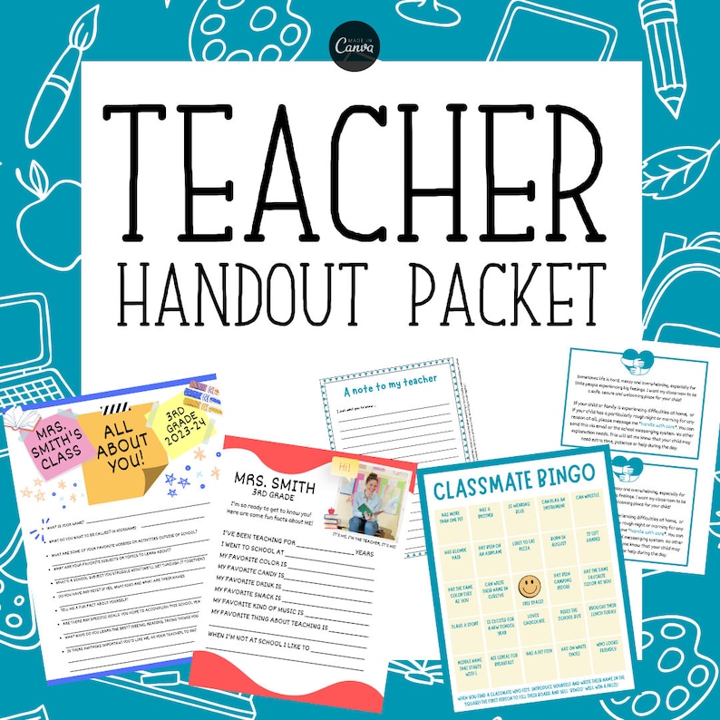 Teacher Handout Digital Download Start of Schoolroom Handouts Classroom ...