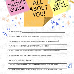 Teacher Handout Digital Download Start of Schoolroom Handouts Classroom ...