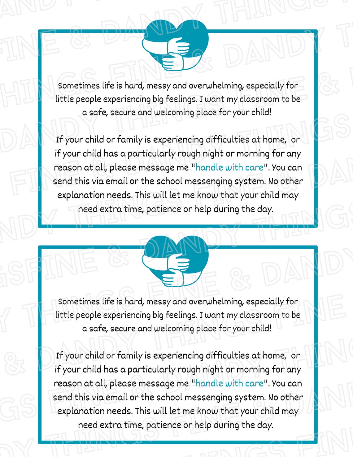 Teacher Handout Digital Download Start of Schoolroom Handouts Classroom ...
