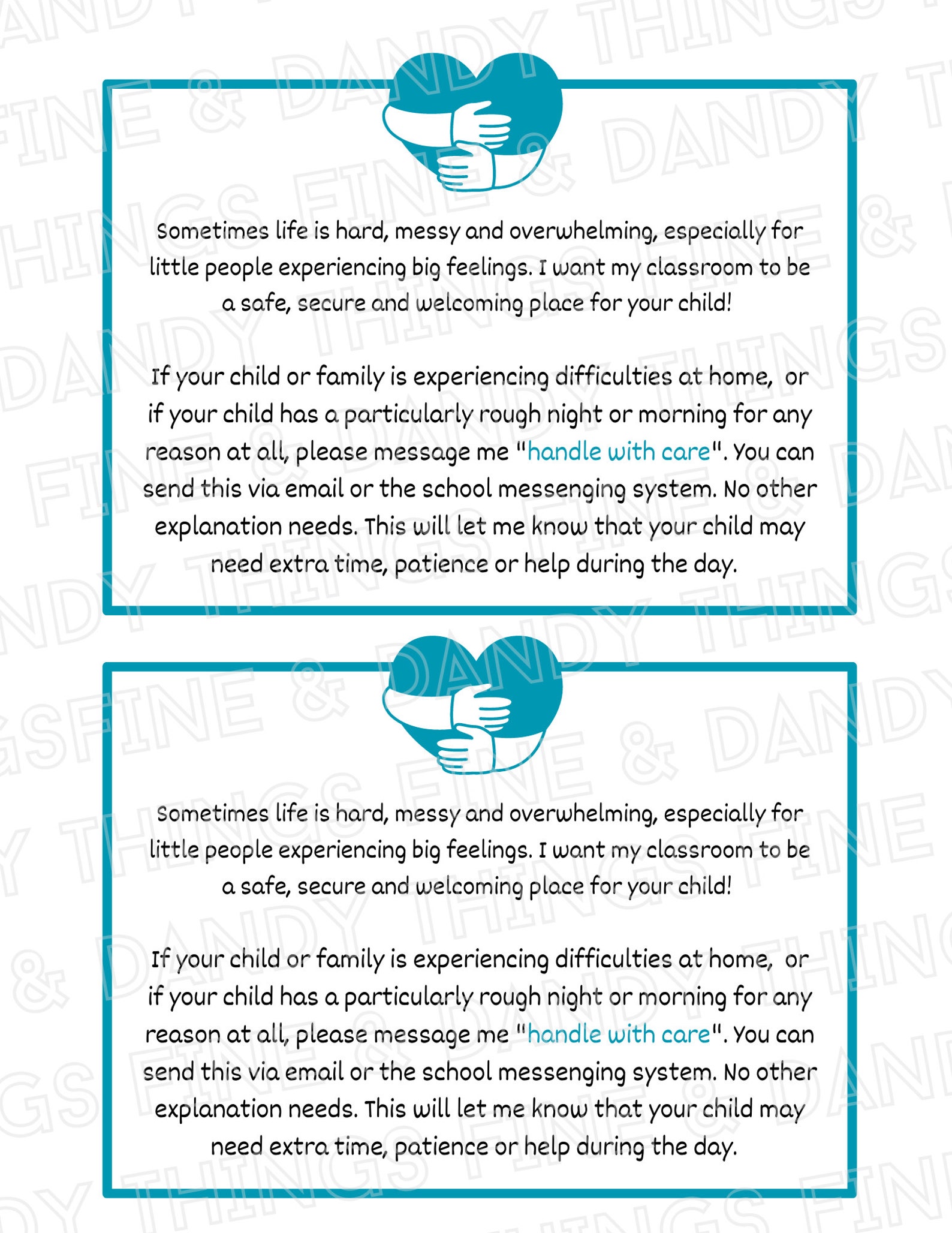 Teacher Handout Digital Download Start of Schoolroom Handouts - Etsy