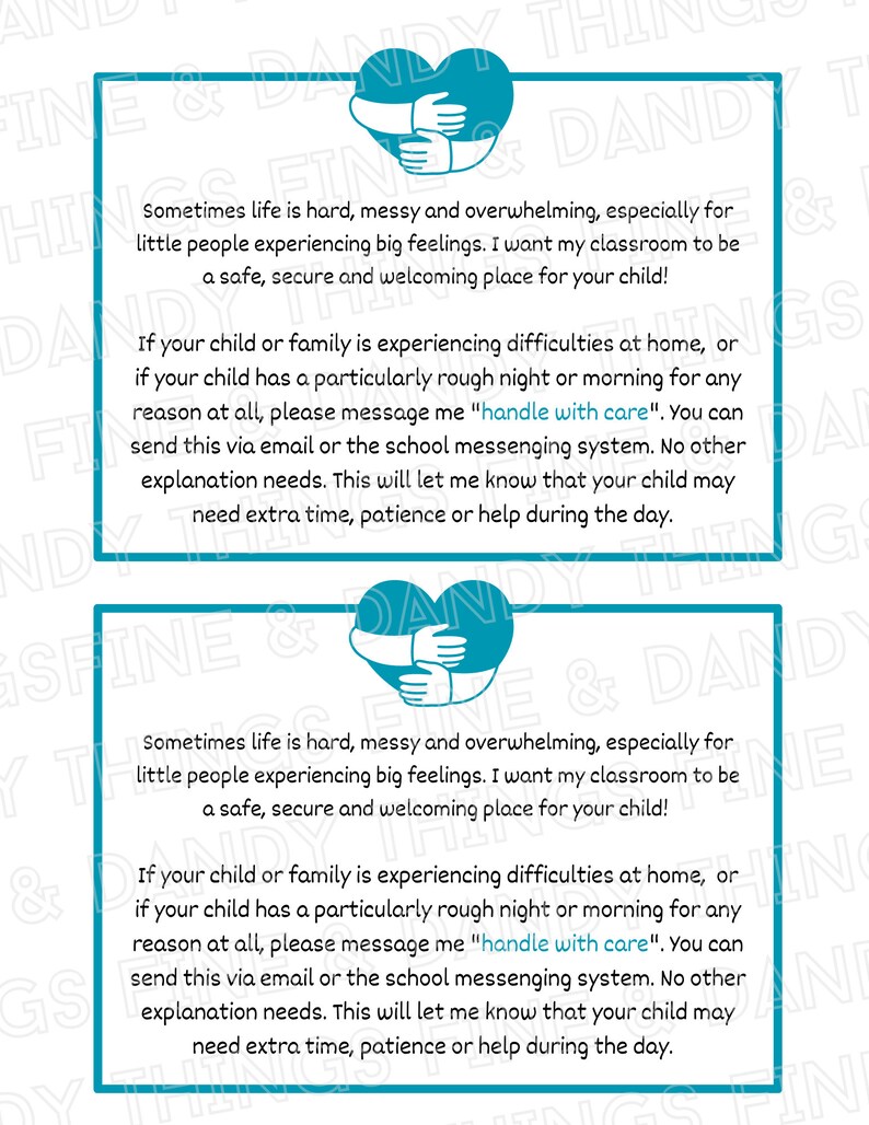 Teacher Handout Digital Download Start of Schoolroom Handouts Classroom ...