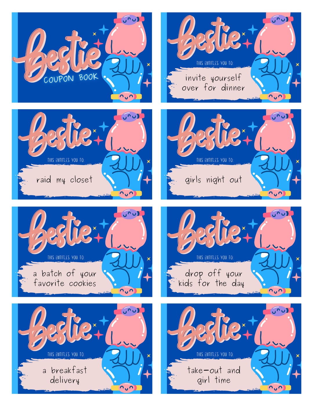 Best Friend BFF Besties Coupon Book Gift for Friends Valentines or ...