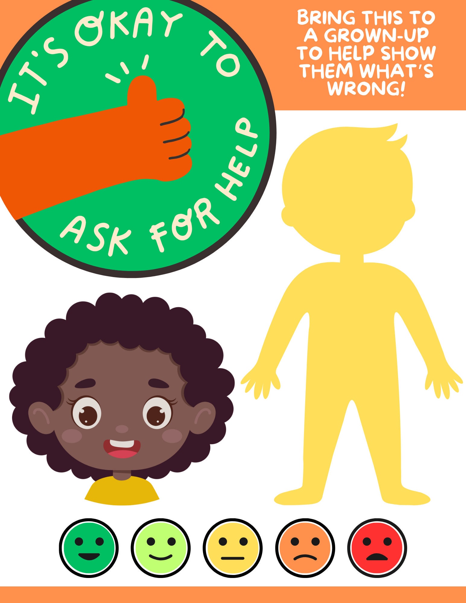 Kid Pain Sickness Scale Digital Download Printable Classroom Daycare ...