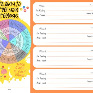 Emotion Wheel & Feeling Check-in Therapy Worksheet - Self-improvement ...