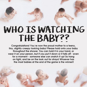 Who is Watching the Baby? Baby Shower Game Sign - Etsy