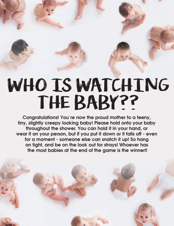 Who is Watching the Baby Baby Shower Game Sign - Etsy