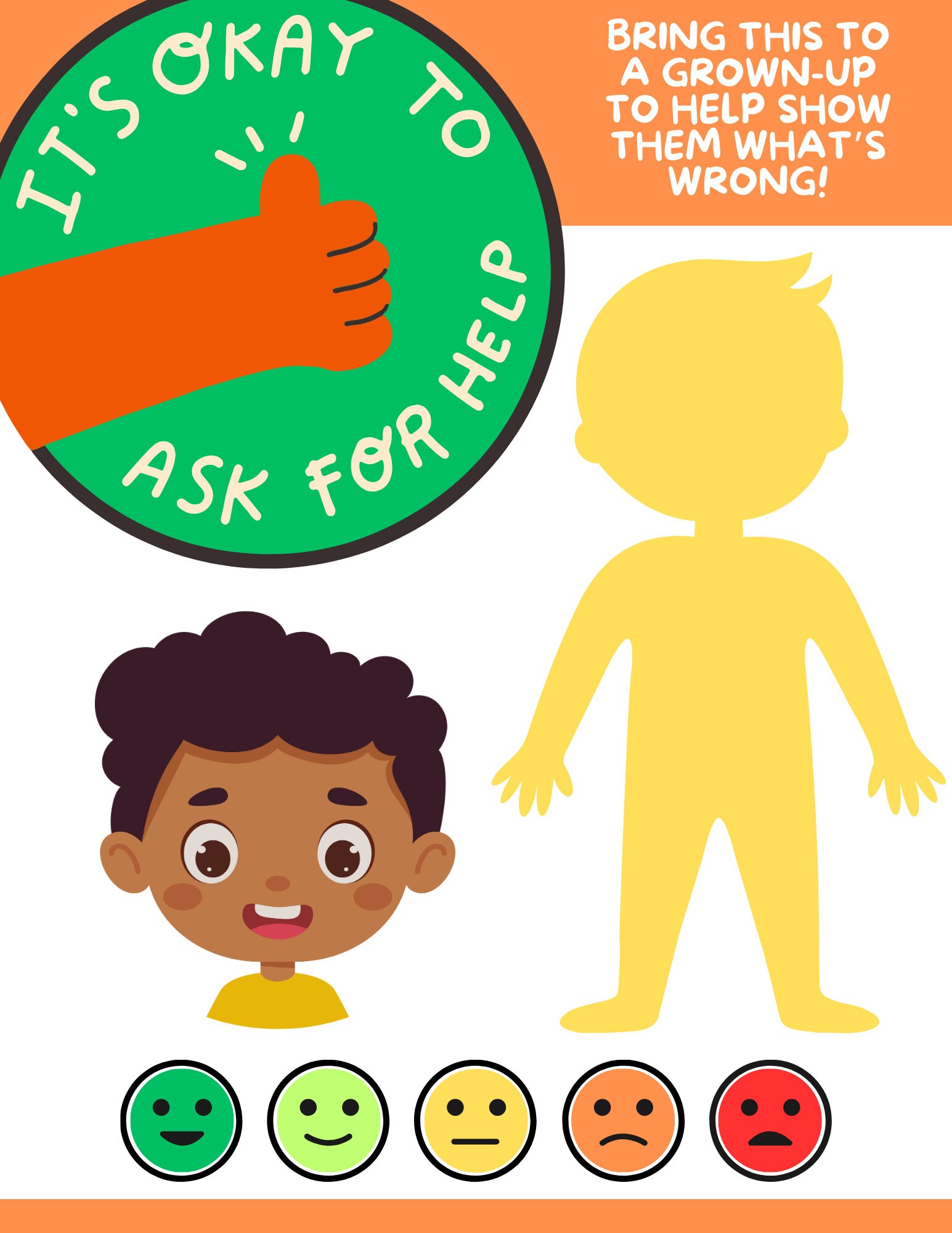 Kid Pain Sickness Scale Digital Download Printable Classroom Daycare ...