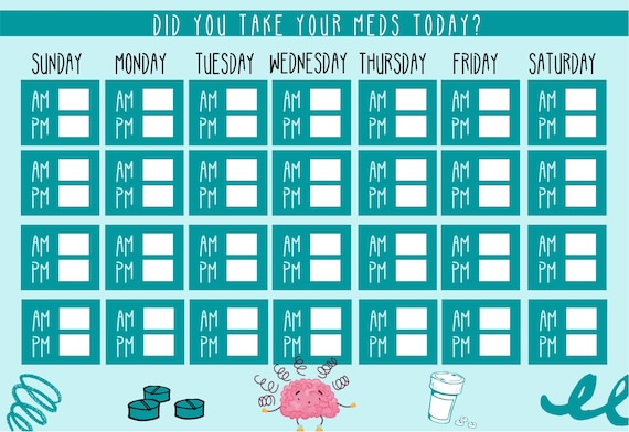 Medication Tracking Chart Digital Download - Etsy